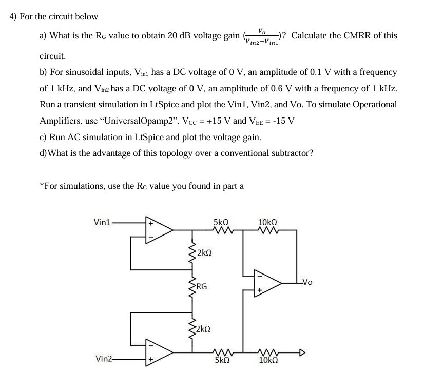 Solved For the circuit belowaRG ﻿value to ﻿obtain 20 dB | Chegg.com