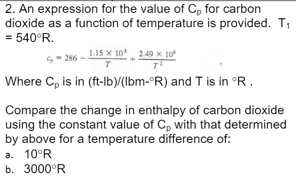 Solved 2. An expression for the value of Cp for carbon | Chegg.com