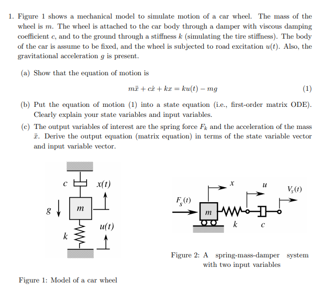 Solved 1. Figure 1 shows a mechanical model to simulate | Chegg.com