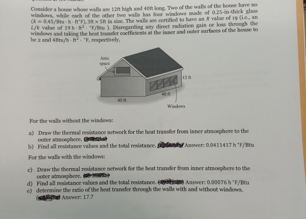 Solved Consider a house whose walls are 12ft high and 40ft | Chegg.com