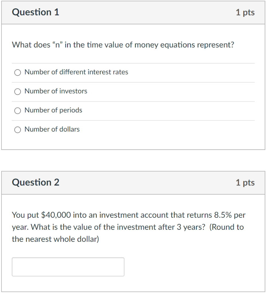Solved What does "n" in the time value of money equations | Chegg.com