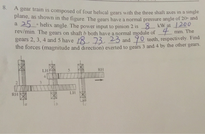 Solved 8. A gear train is composed of four helical gears | Chegg.com