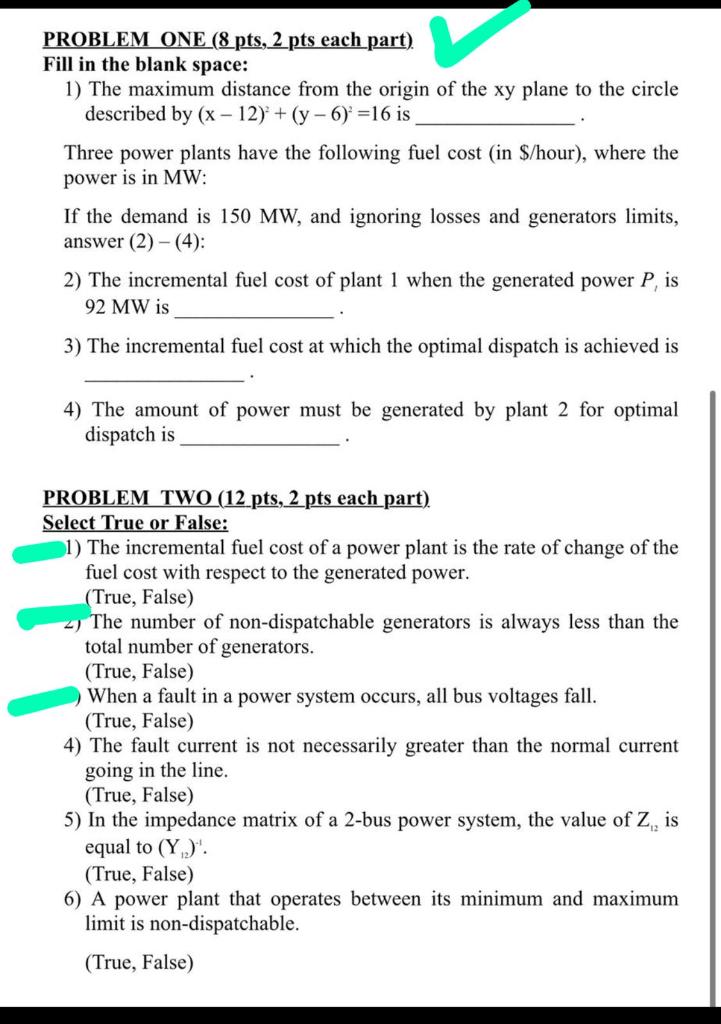 Solved these are the three power plants for | Chegg.com