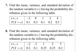 Solved 7. Find the mean, variance, and standard deviation of | Chegg.com
