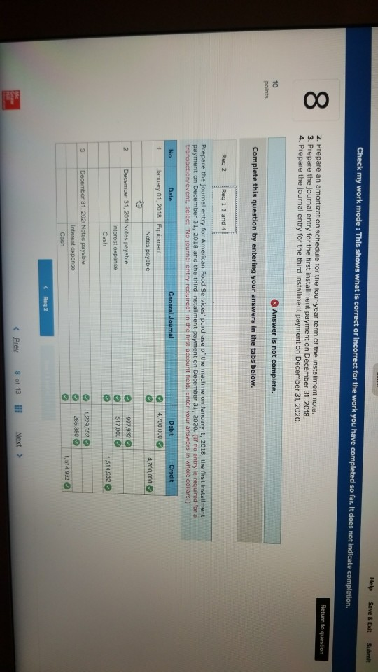 Solved 00 Help Save & Exit Submit Check my work mode: This | Chegg.com