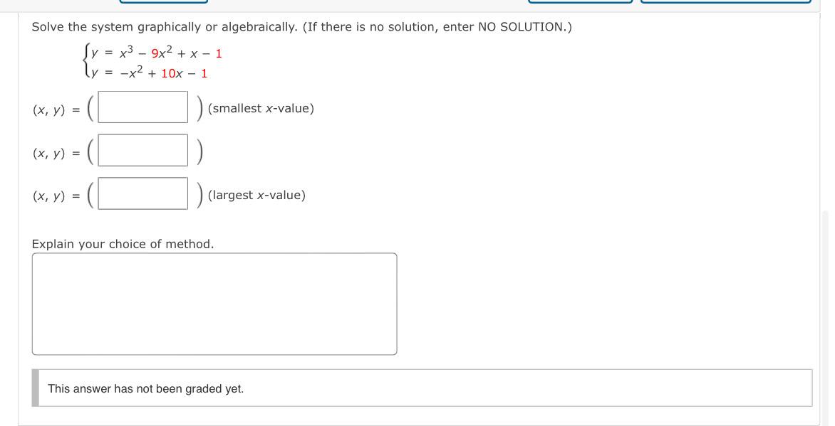 Solved Solve the system graphically or algebraically. (If | Chegg.com