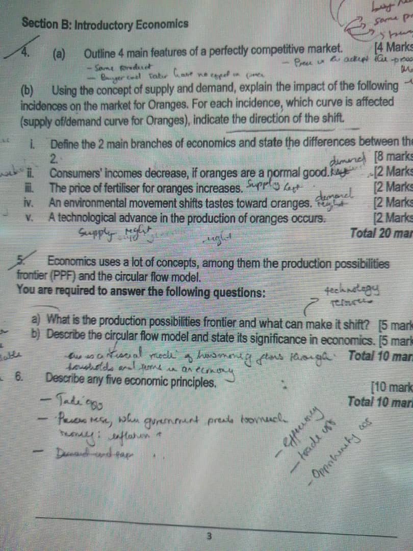 Solved Section B: Introductory Economics 4. (a) Outline 4 | Chegg.com