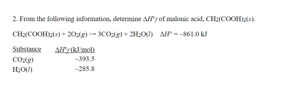 Solved 2. From the following information, determine AH°f of | Chegg.com