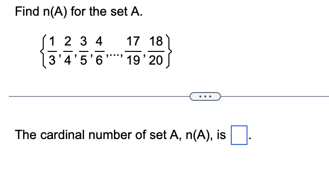 Solved Find n(A) ﻿for the set | Chegg.com