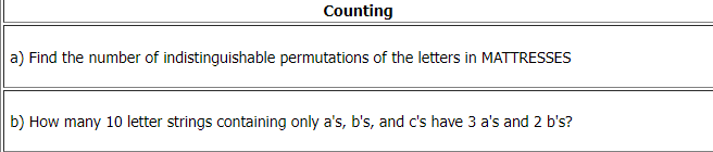 Solved Counting a) Find the number of indistinguishable | Chegg.com