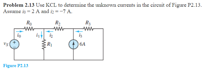 Solved Problem 2.13 Use KCL to determine the unknown | Chegg.com