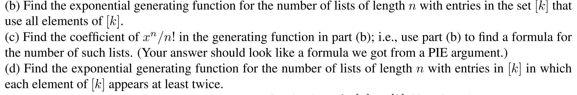 п a (b) Find the exponential generating function for | Chegg.com