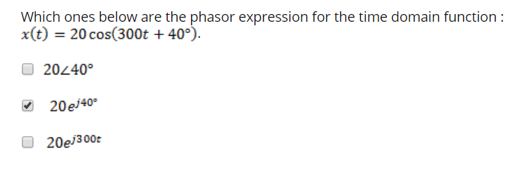 Solved Which ones below are the phasor expression for the | Chegg.com