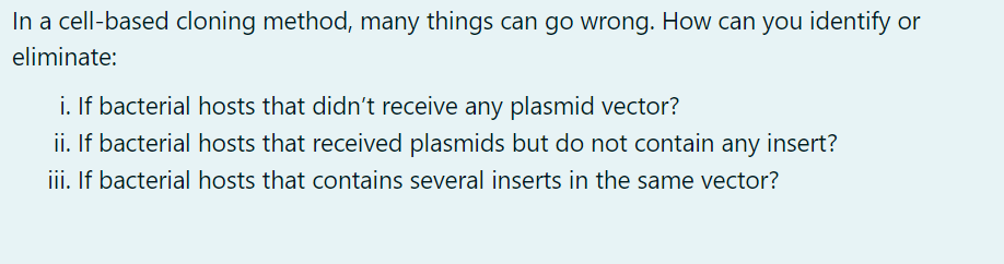 Solved In a cell-based cloning method, many things can go | Chegg.com