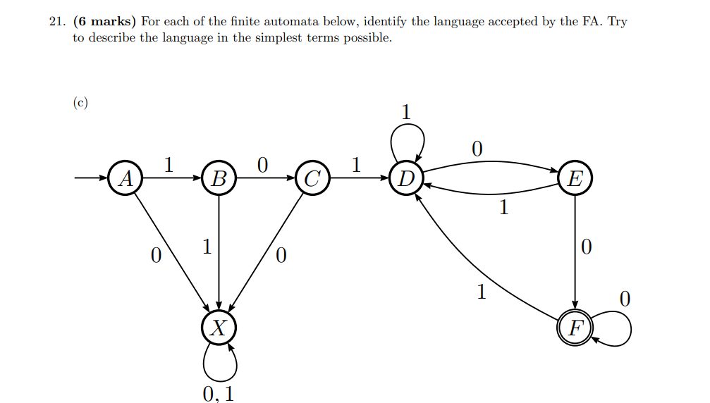 Solved 6 ﻿marks ﻿for Each Of The Finite Automata Below