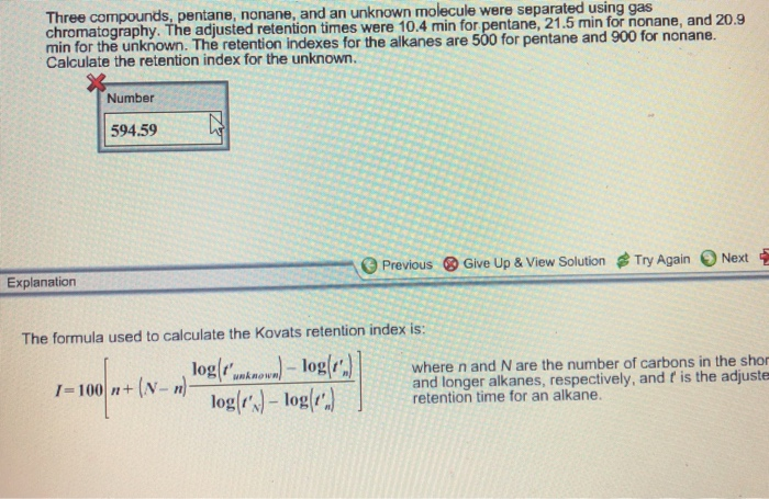 Solved Three compounds, pentane, nonane, and an unknown | Chegg.com