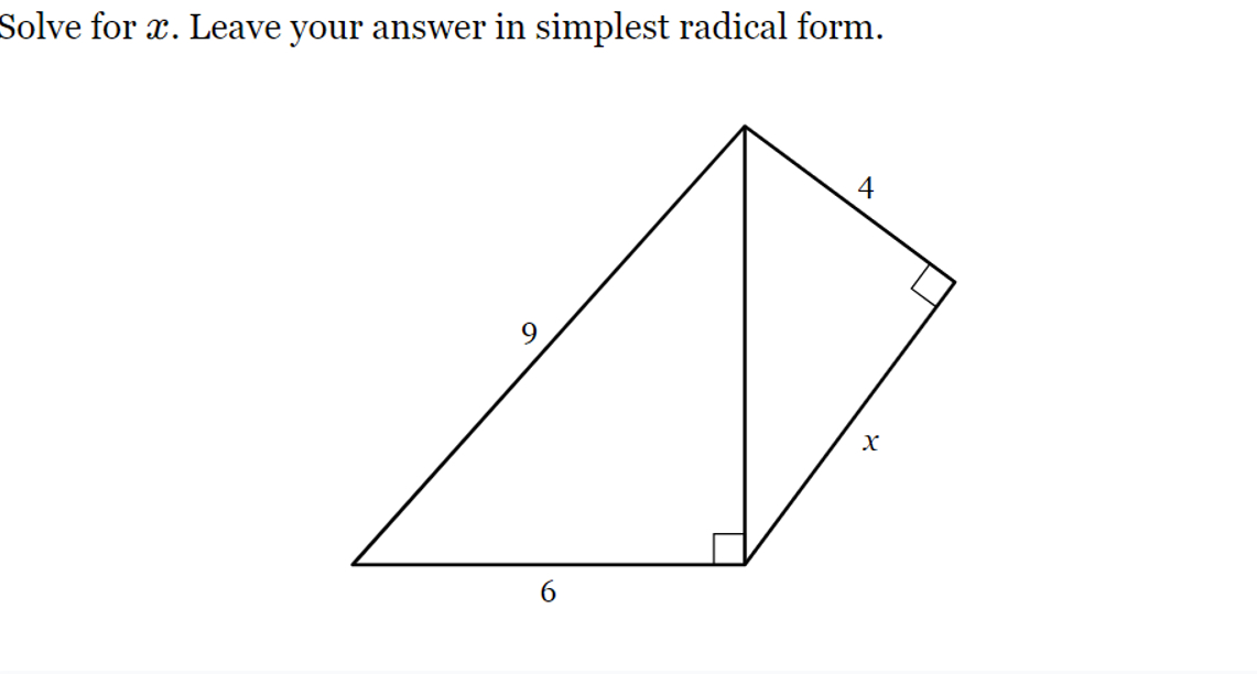 Solved Solve for xx. ﻿Leave your answer in simplest radical | Chegg.com