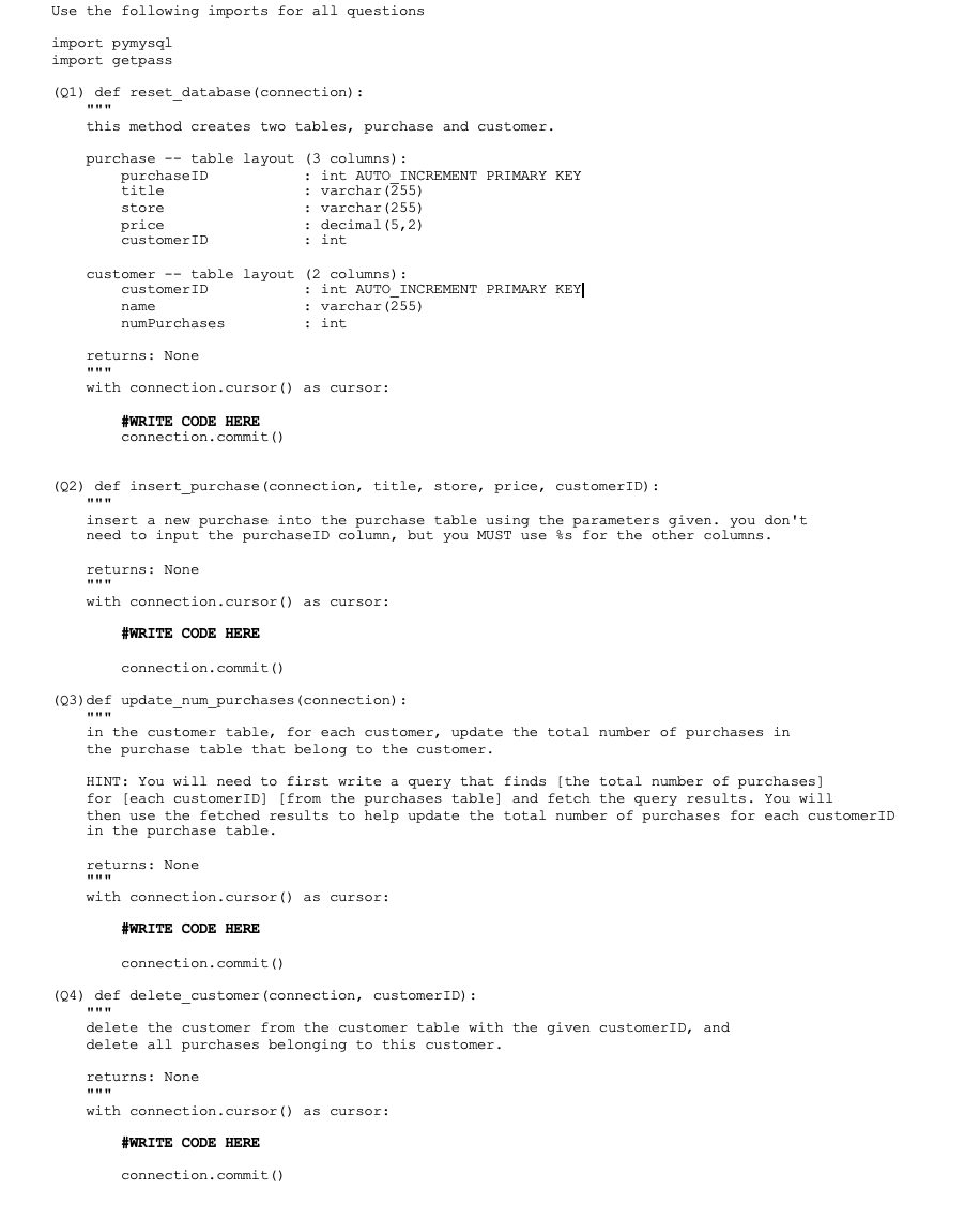 Use the following imports for all questions import | Chegg.com