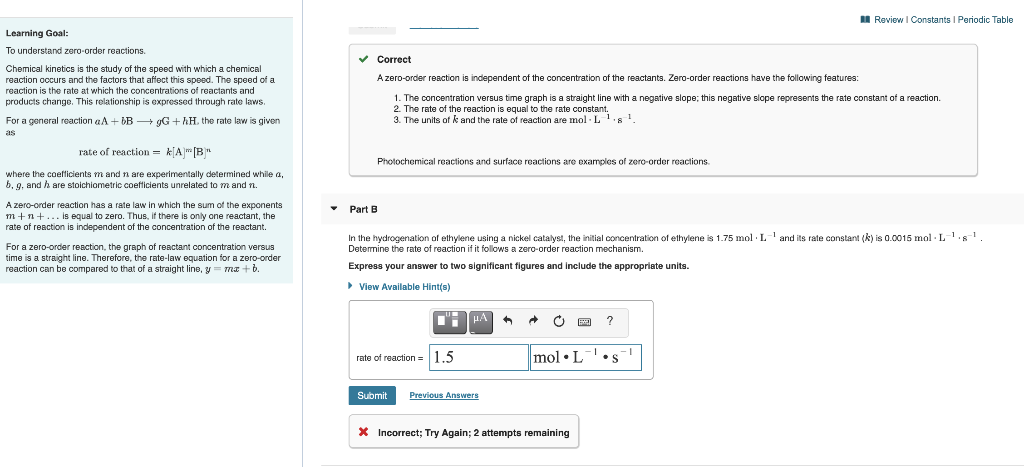 Solved Review Constants Periodic Table The half-life for the | Chegg.com