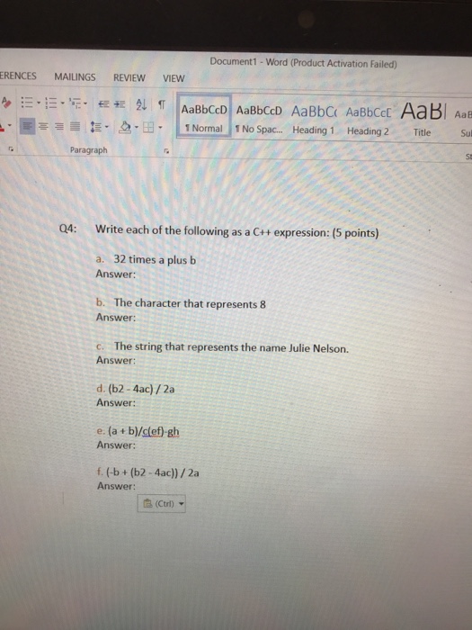 Solved Write each of the following as a C++ expression: a. | Chegg.com