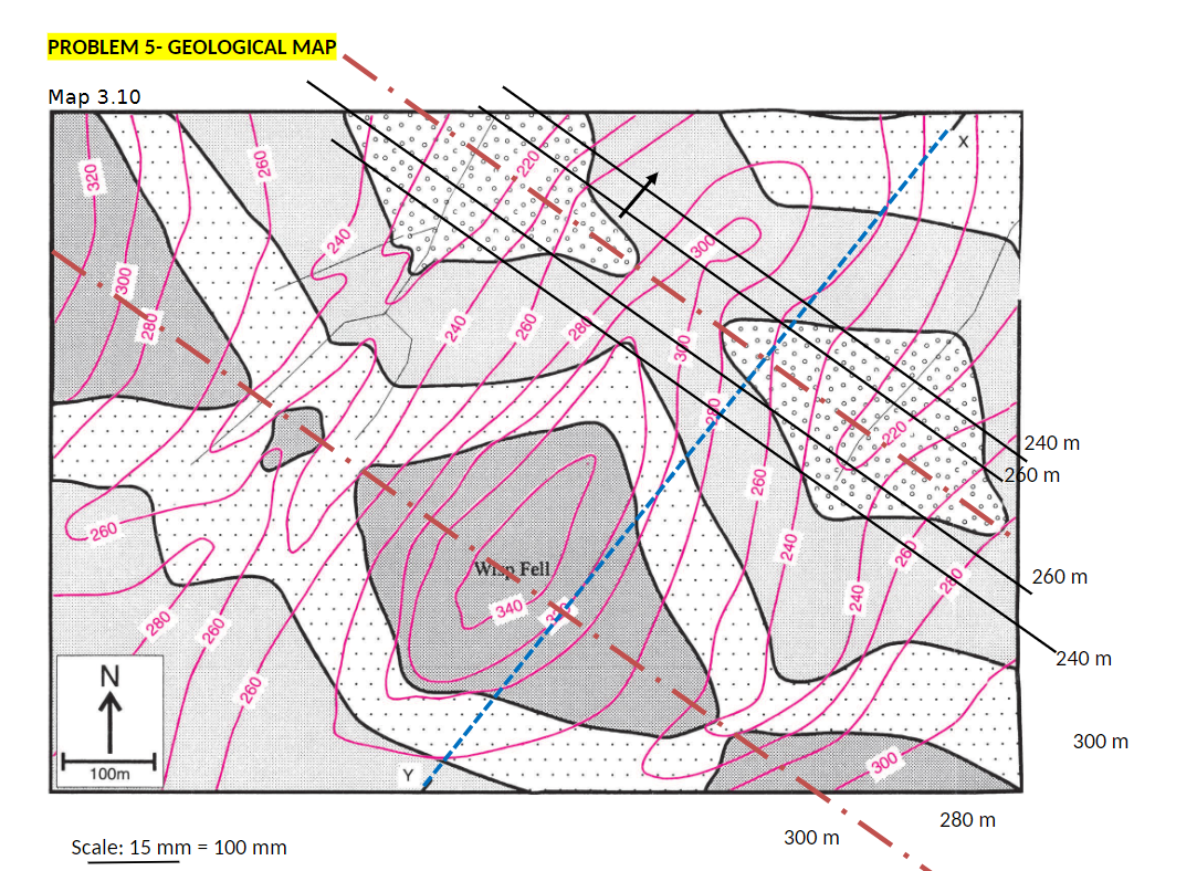 Solved PROBLEM 5- GEOLOGICAL MAP Map 3.10 O. х 260 220 10 oo | Chegg.com