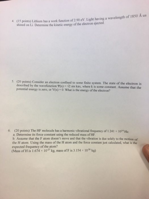 Solved Lithium has a work function of 290 eV Light having a | Chegg.com