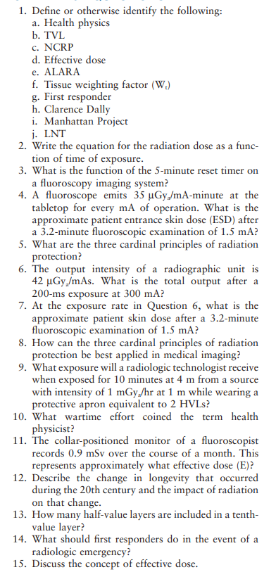 Solved 1. Define or otherwise identify the following: a. | Chegg.com