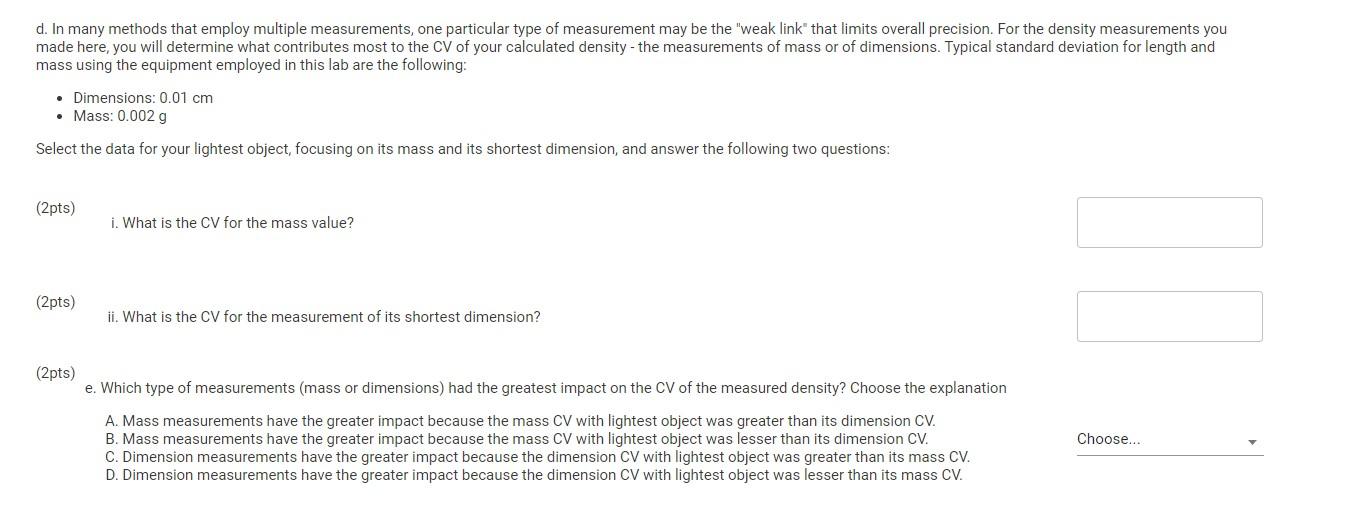 Solved d. In many methods that employ multiple measurements, | Chegg.com
