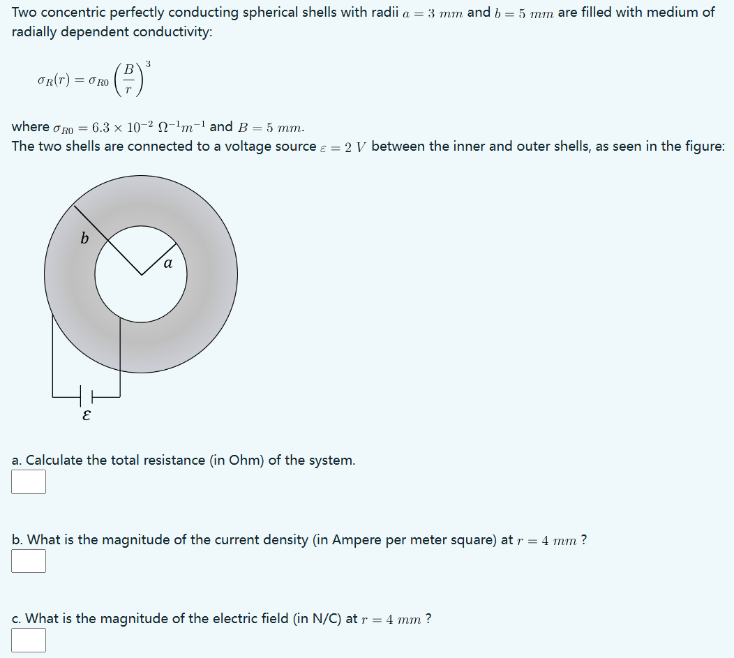 Solved Two concentric perfectly conducting spherical shells | Chegg.com
