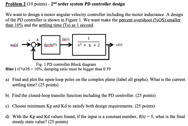 Solved Problem 2 (10 points) - 2nd order system PD | Chegg.com
