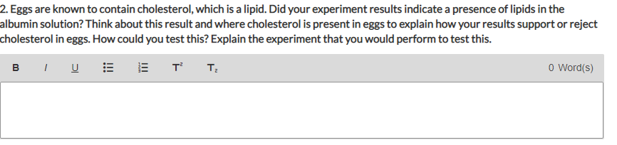 Solved 2. Eggs are known to contain cholesterol, which is a | Chegg.com