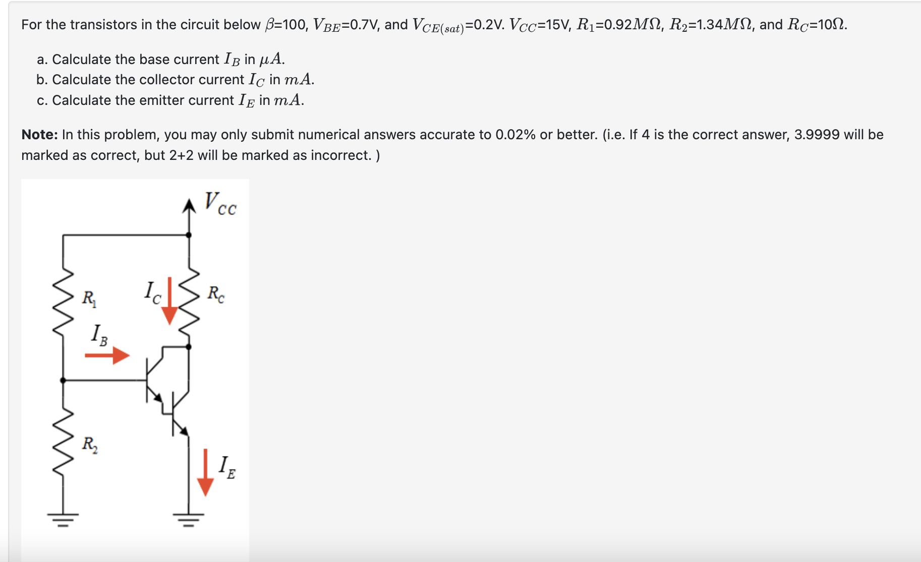 Solved For the transistors in ﻿the circuit below | Chegg.com