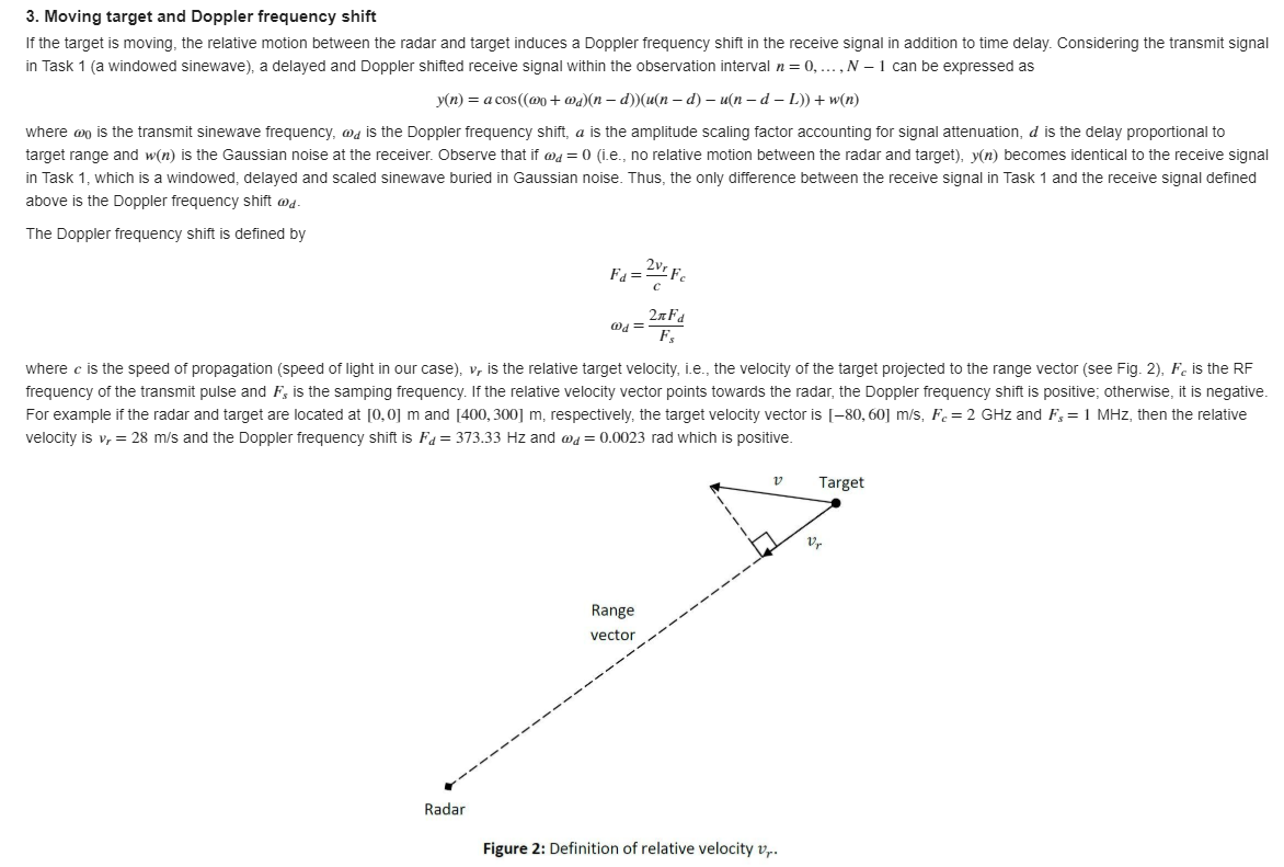 3. Moving target and Doppler frequency shift in Task | Chegg.com