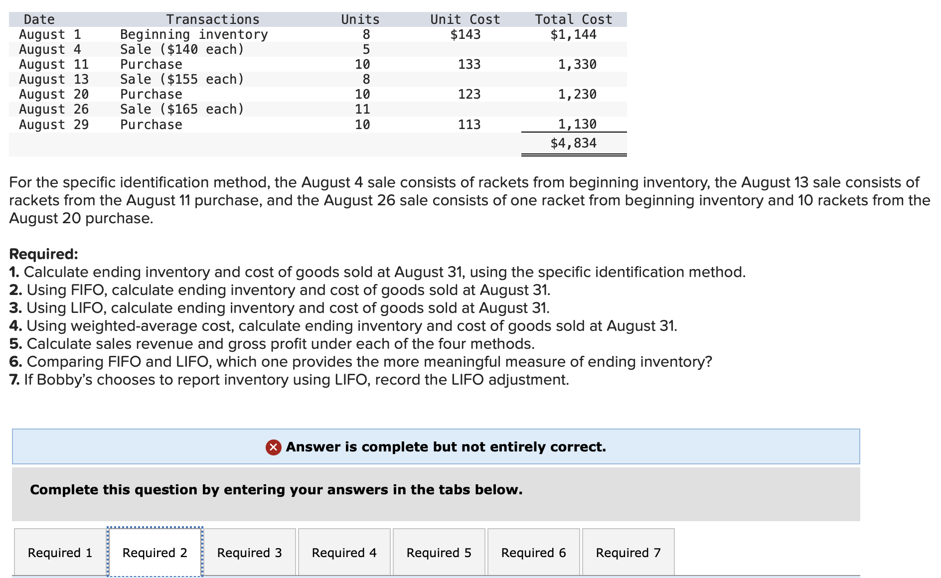Solved For the specific identification method, the August 4 | Chegg.com