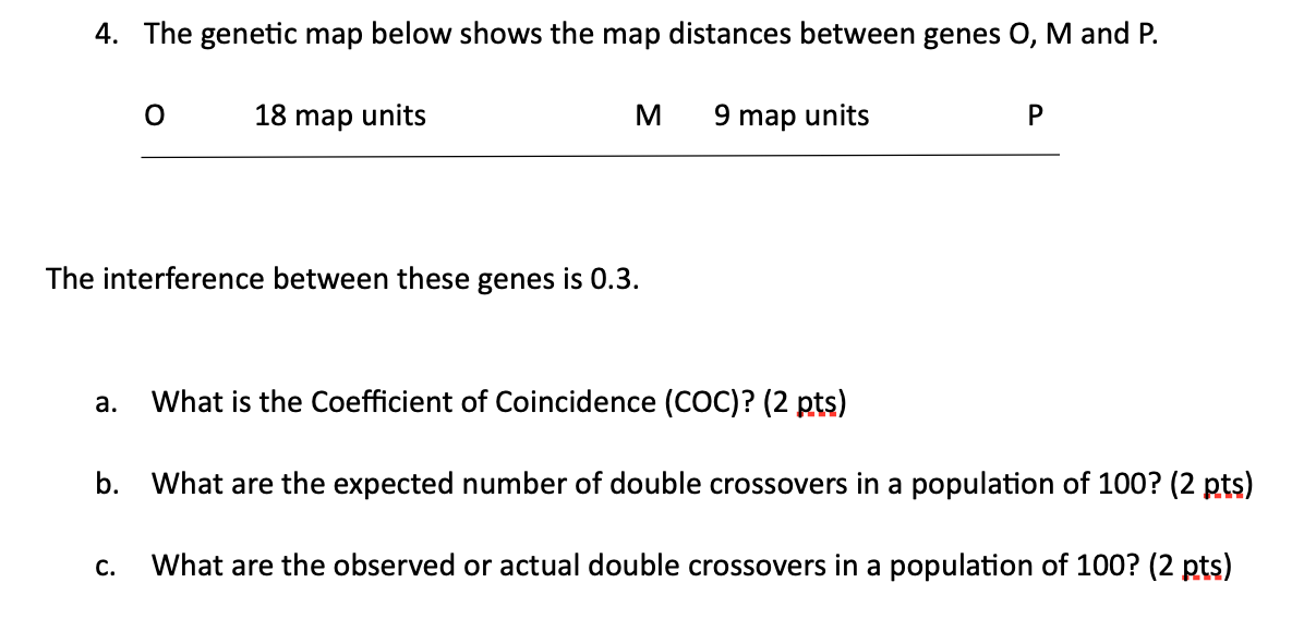 Solved 4. The genetic map below shows the map distances | Chegg.com