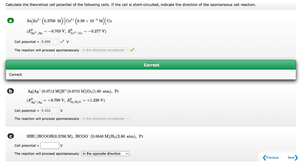 Solved Calculate the theoretical cell potential of the | Chegg.com Solved Calculate the theoretical cell potential of the | Chegg.com