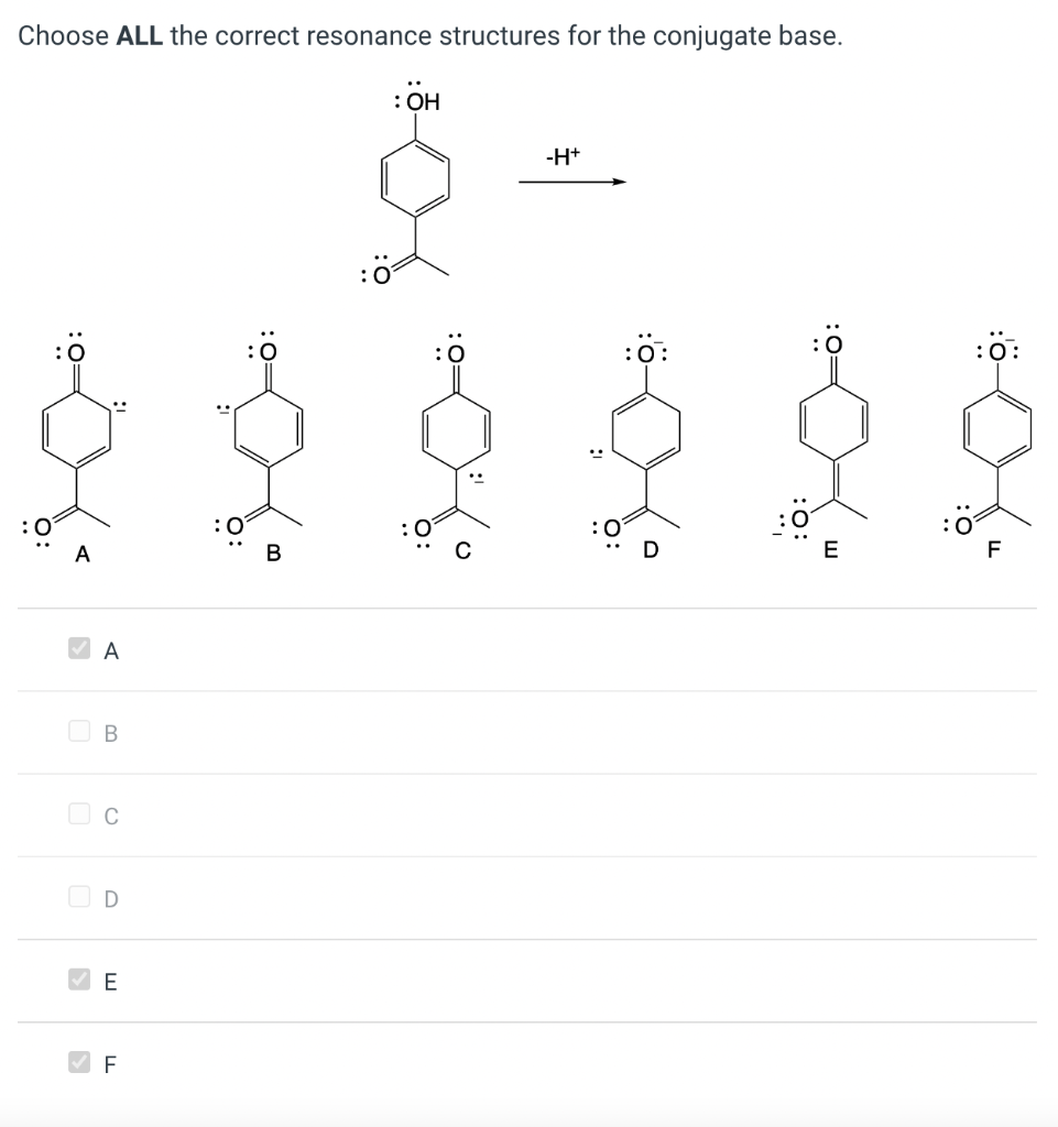 Solved Choose ALL the correct resonance structures for the | Chegg.com