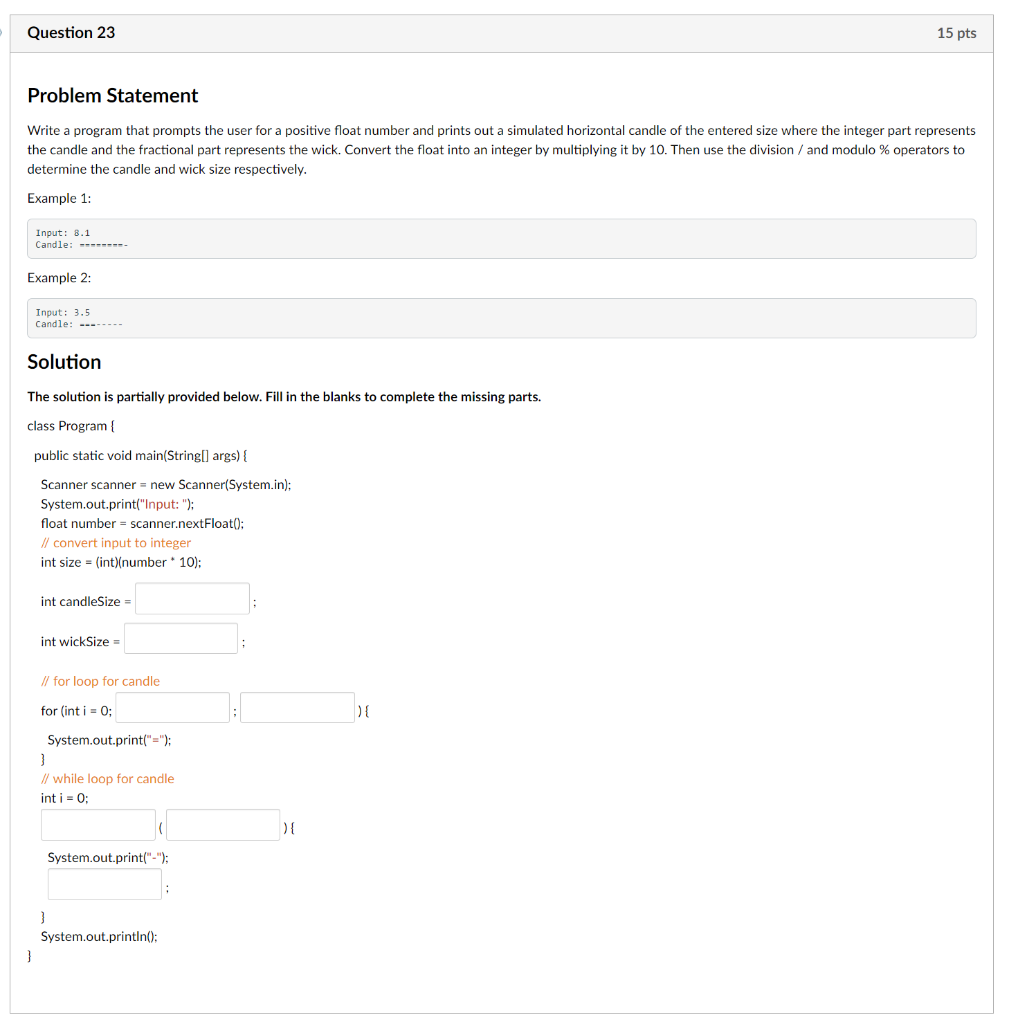 Solved Question 23 15 pts Problem Statement Write a program | Chegg.com
