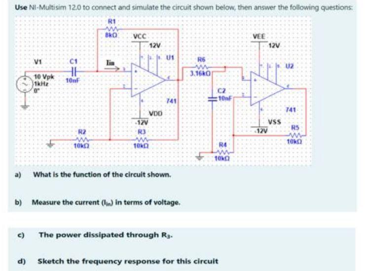 Solved Use Ni-Multisim 12.0 to connect and simulate the | Chegg.com