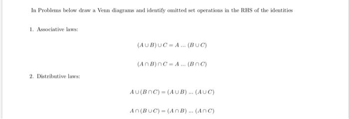 Solved In Problems below draw a Venn diagrams and identify | Chegg.com