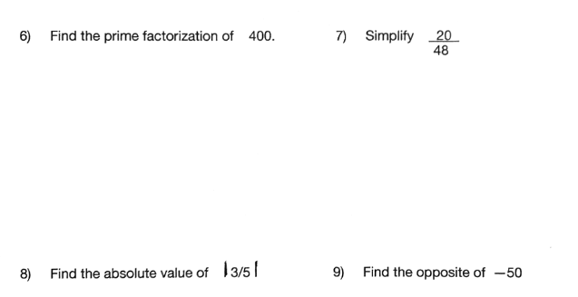 Solved 6) Find the prime factorization of 400. 7) Simplify | Chegg.com