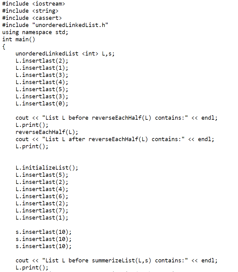 Solved Part 1: Starting from the unorderedLinkedList.h | Chegg.com