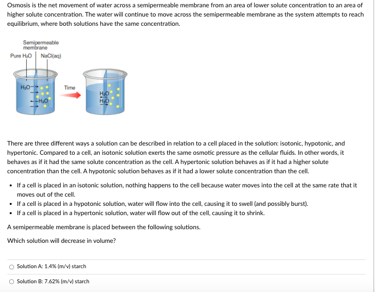 Solved Osmosis is the net movement of water across a | Chegg.com