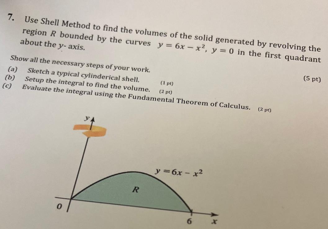 Solved 7. Use Shell Method to find the volumes of the solid | Chegg.com
