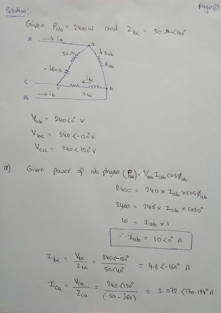 Obtain the power with the two wattmeter method and | Chegg.com