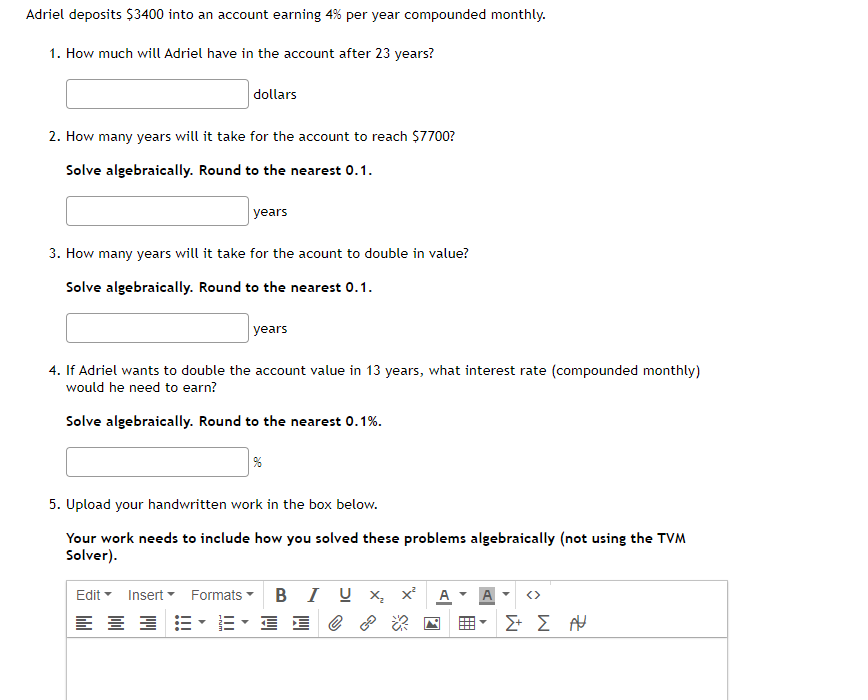 Solved 2. How many years will it take for the account to | Chegg.com