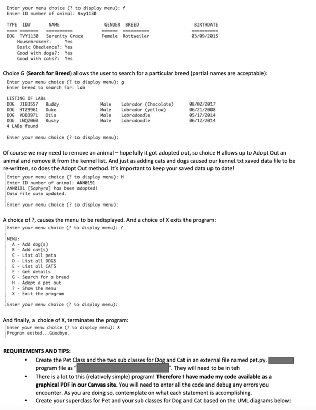 Solved Assignment 22 - Pets: Dogs and Cats (Inheritance) | Chegg.com