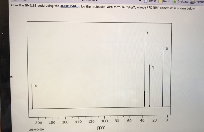 Solved Timer Notes Evaluate Feedbec Give the smiles code | Chegg.com