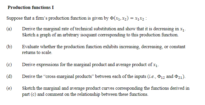 Solved Production functions I Suppose that a firm's | Chegg.com