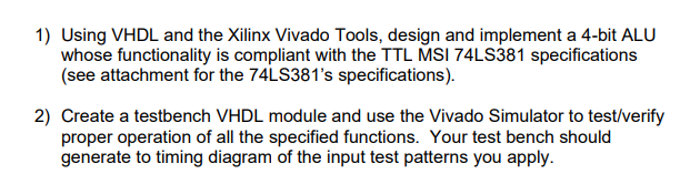 1) Using VHDL and the Xilinx Vivado Tools, design and | Chegg.com